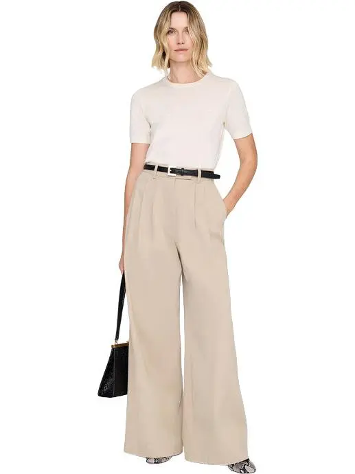 ANINE BING Lou Wide Leg Trouser - Beige