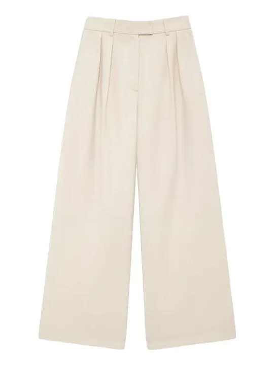 ANINE BING Lou Wide Leg Trouser - Ecru