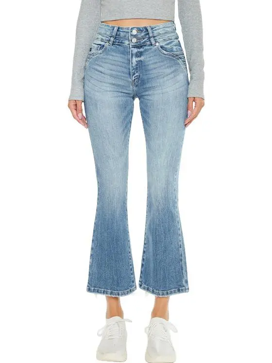 KANCAN Belle High Rise Crop Bootcut Jeans - Medium Wash