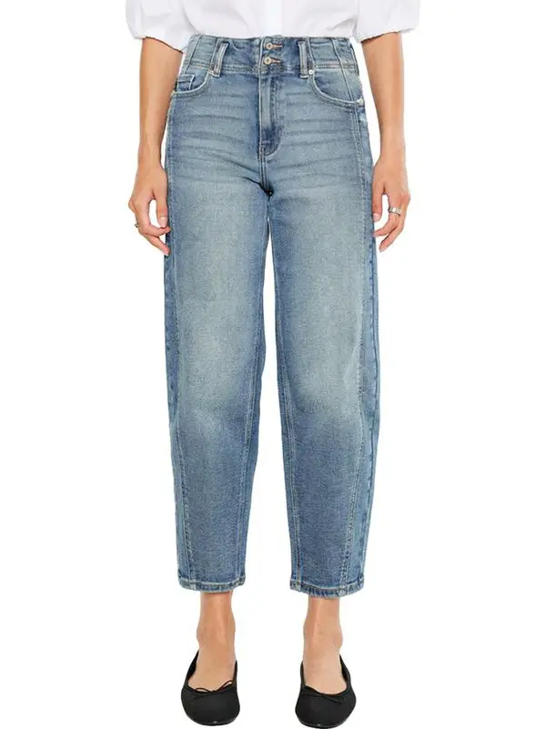 KANCAN Ultra High-rise Slim Barrel Jeans - Medium Wash