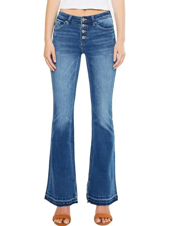 KANCAN Mid-rise Flare Jeans - Medium Wash