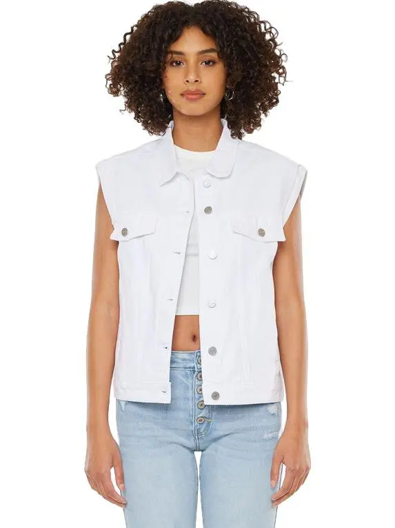 KANCAN Joey Oversized Denim Vest - White