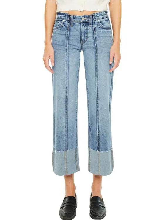 KANCAN Margret Mid-rise Cropped Wide-leg Jeans - Medium Wash