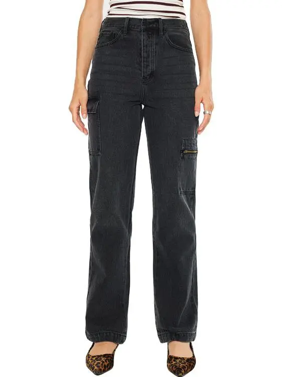 KANCAN Ultra High Rise Straight Leg Jeans - Dark Gray