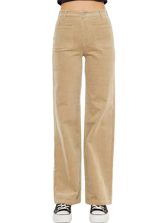 KANCAN Saturn Ultra High Rise Wide Leg Corduroy Pants - Beige