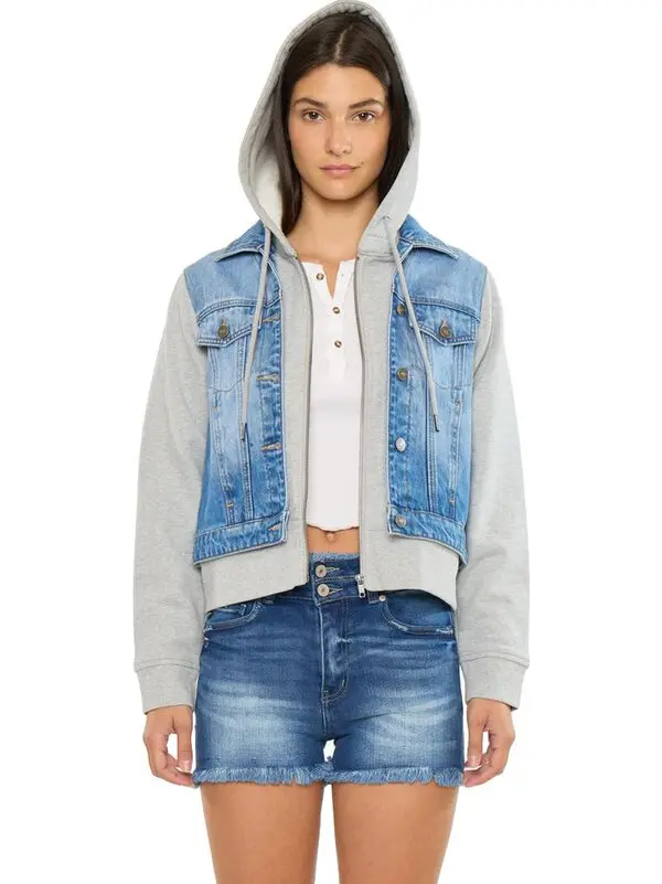 KANCAN Kenzie Denim Hoodie Jacket - Medium Wash