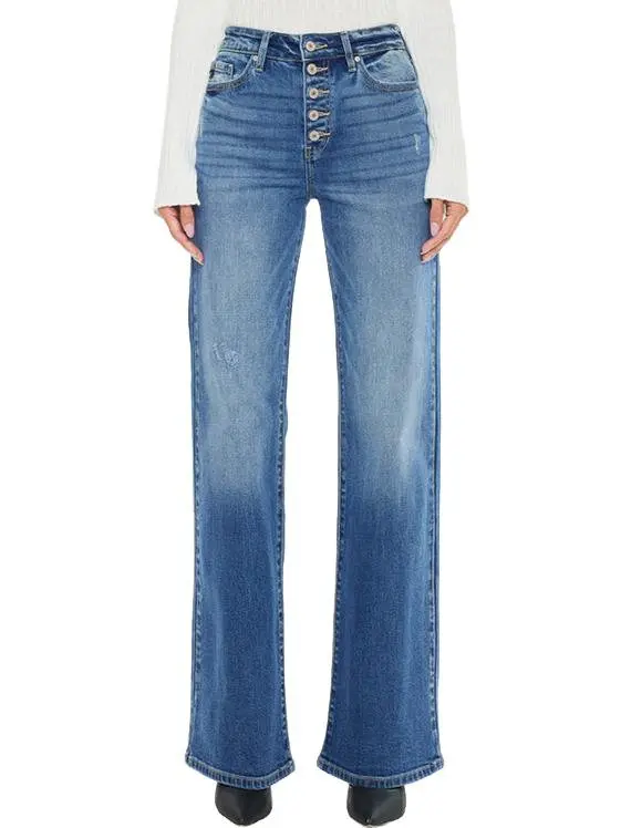 KANCAN Celine High-rise Flare Jeans - Medium Wash
