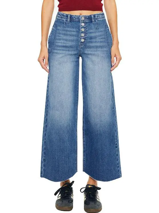 KANCAN Aliana High-rise Cropped Wide-leg Jeans - Dark Wash