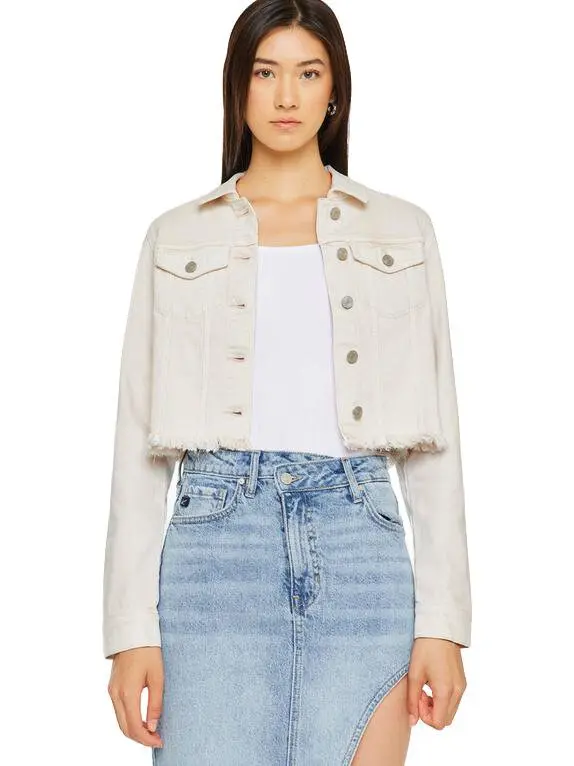 KANCAN Cropped Denim Jacket - Ecru