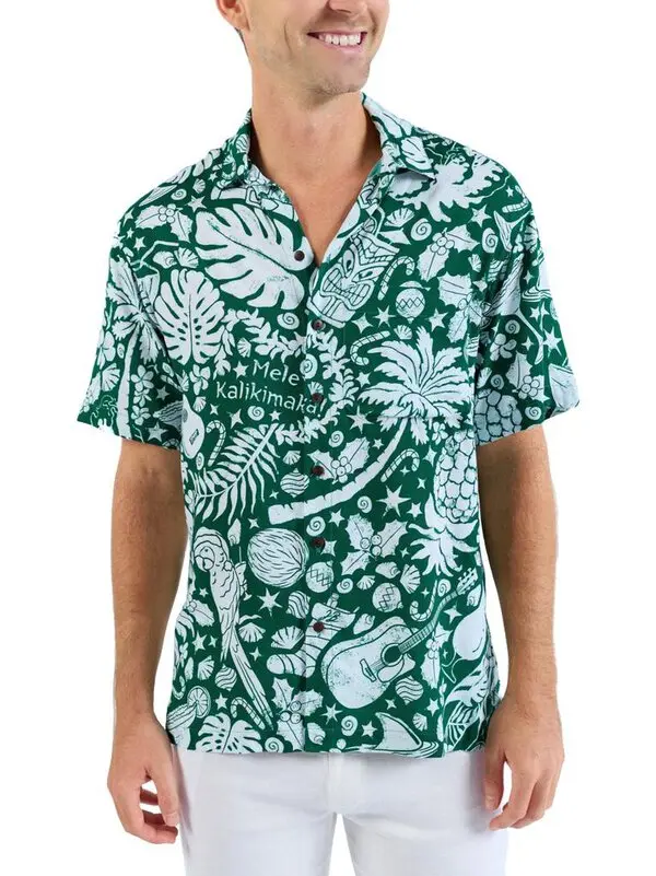 Kenny Flowers Margaritaville The Mele Kalikimaka Short Sleeve Shirt - Green