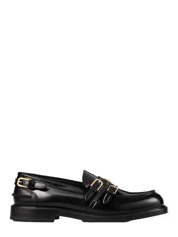 Sandro Leather Loafers With Buckles - Black