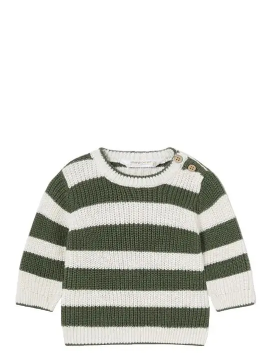 MAYORAL Striped Cotton Knit Sweater - Olive