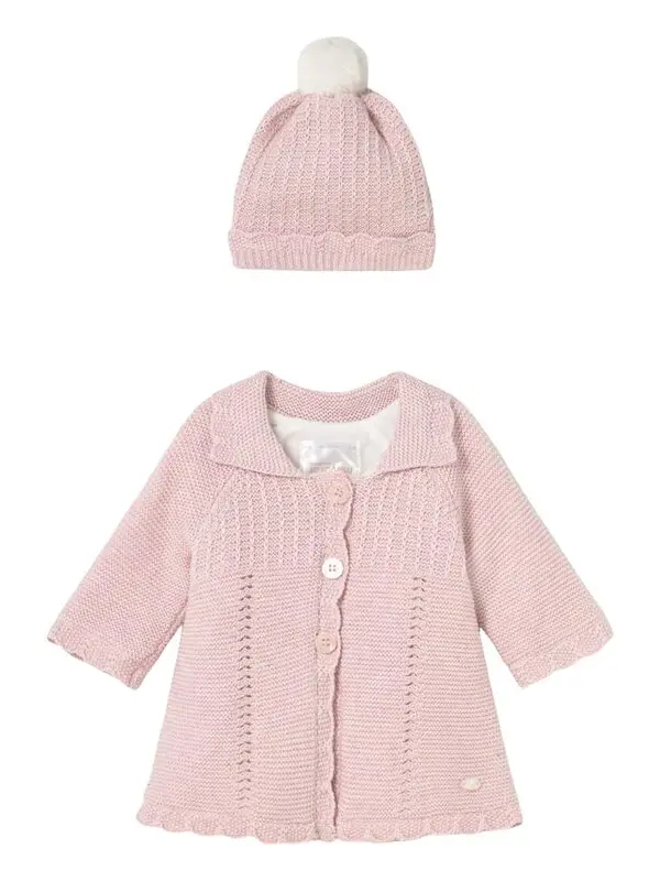 MAYORAL Knit Coat With Hat - Pink