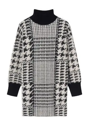 MAYORAL Houndstooth Knit Sweater Dress - Black