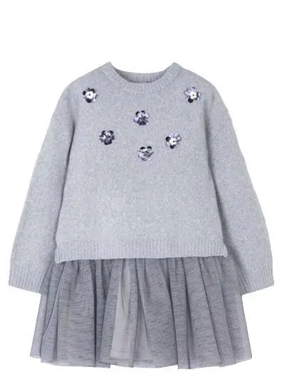 MAYORAL Combined Knit Dress - Grey