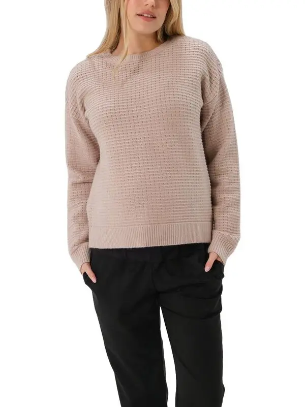 MARION Maternity & Nursing Sweater With Button Detail And Thumbhole Feature - Taupe
