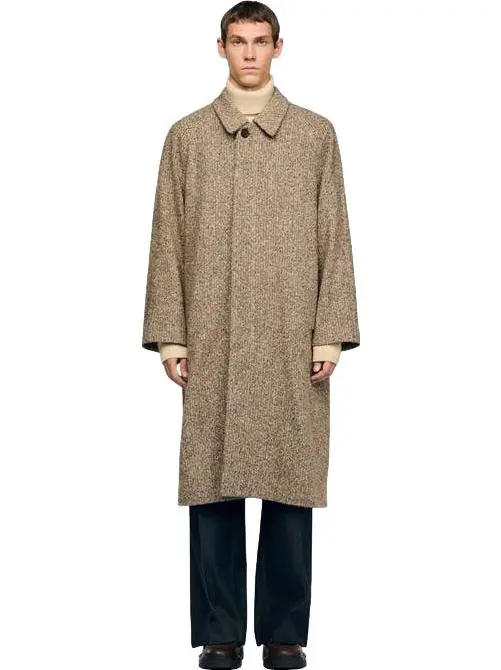 Sandro Oversized Wool Coat - Brown