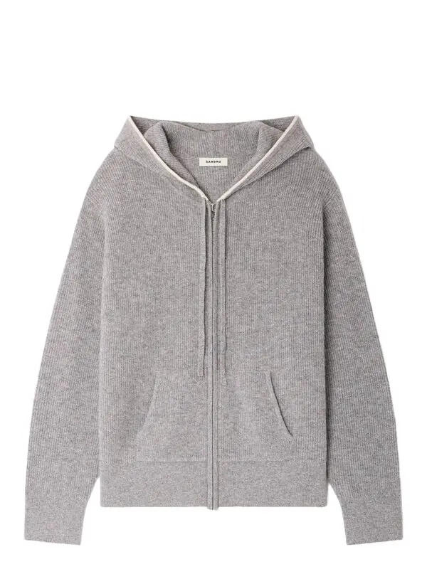 Sandro Hooded Zip-up Cardigan - Grey