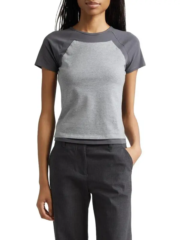 Paloma Wool Puka Raglan Sleeve Colorblock Tee - Grey