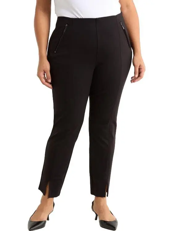 LIVERPOOL Zip Pocket Slit Hem Trousers - Black