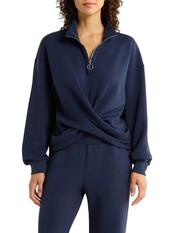 MPG Dreamweave Crossover Quarter-zip Top - Navy Blazer