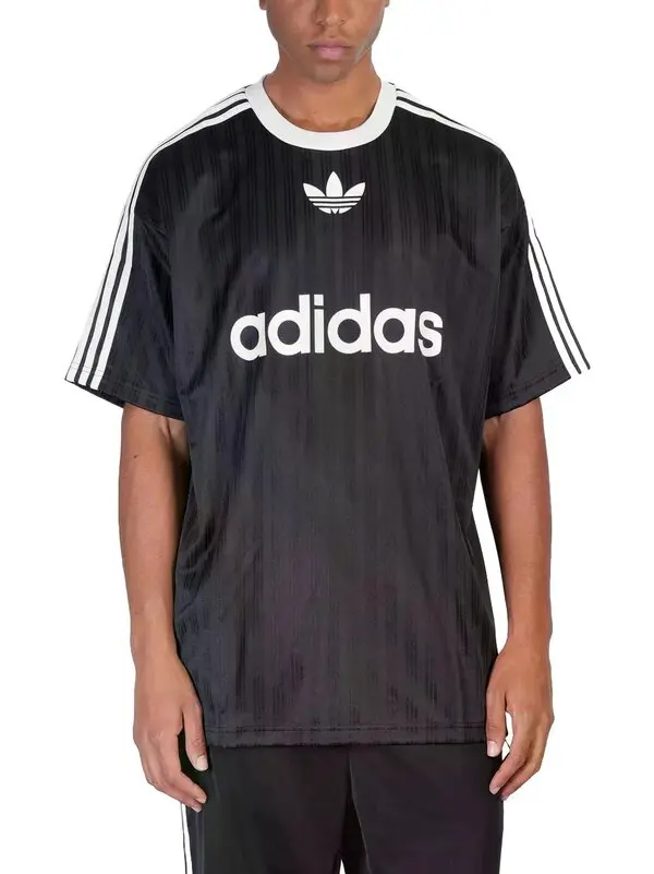 Adidas Logo-print Striped T-shirt - Black