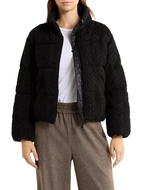 Marine Layer Alba Cable Knit Puffer Jacket - Black