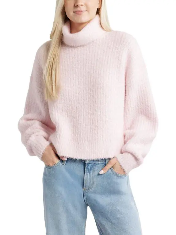 Bp. Textured Turtleneck Sweater - Pink Primrose