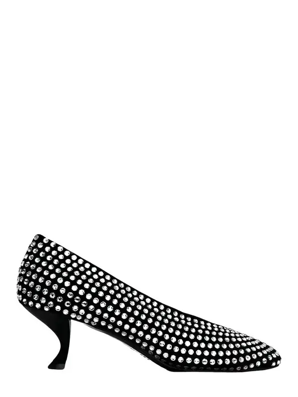 LA ROSE Crystal Embellished Pumps - Black