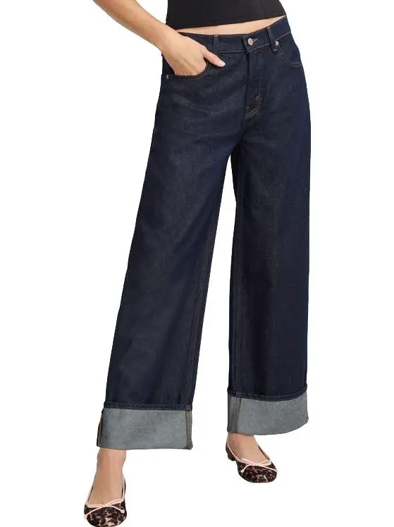 Good American High Waist Cuffed Baggy Wide Leg Jeans - Indigo1006