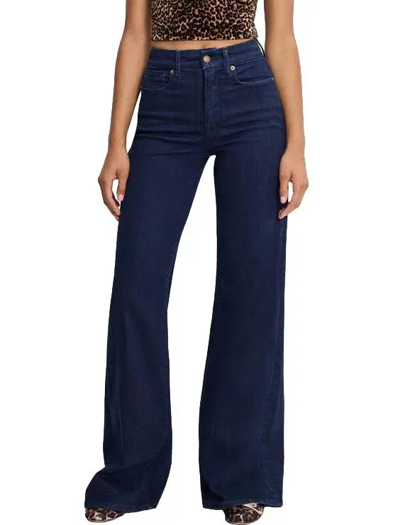 Good American Good Waist High Waist Wide Leg Palazzo Jeans - Indigo1153
