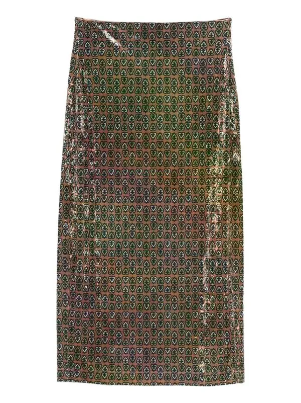 PIERRE-LOUIS MASCIA Patterned Straight Skirt - Brown