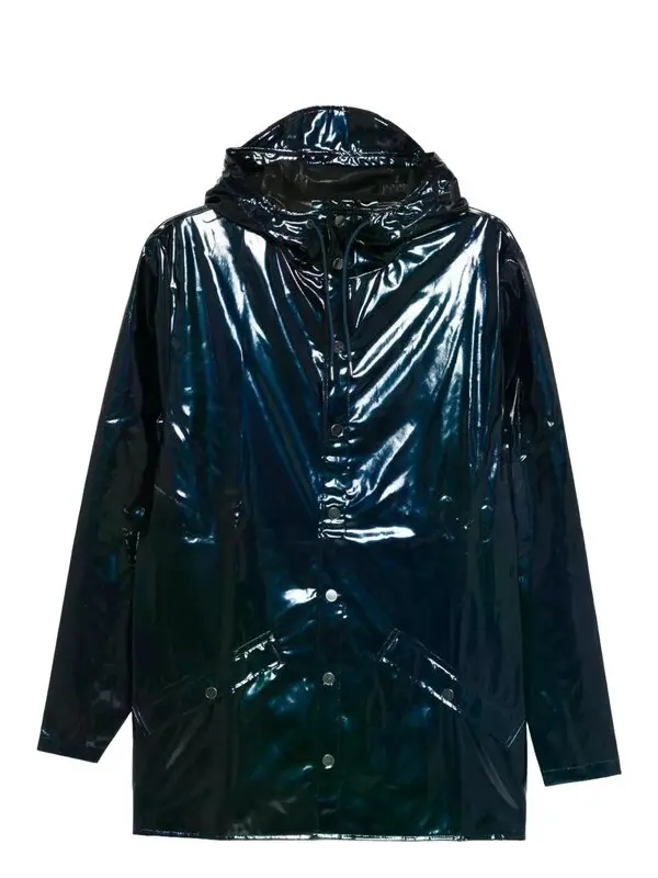 Rains Hooded Buttoned Jacket - Blue