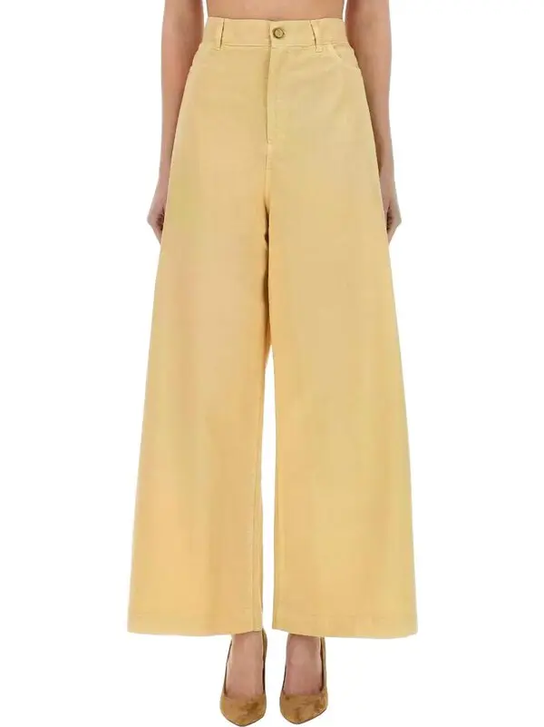 ALYSI Sporty Superflare Trousers - Yellow