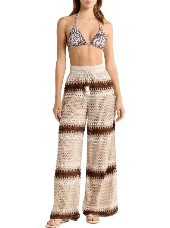 Ramy Brook Larsa Open Stitch Cover-up Pants - Sandstone Crochet