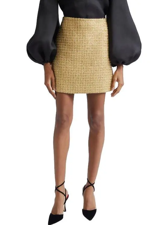 Carolina Herrera Metallic Tweed Miniskirt - Gold