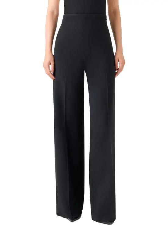 Akris Fiyuki Wool Blend Wide Leg Pants - Black