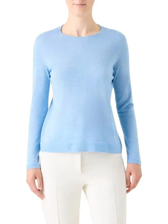 Akris Cashmere & Silk Crewneck Sweater - Powder Blue