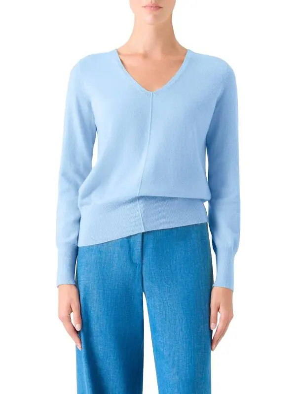 Akris Cashmere V-neck Sweater - Powder Blue