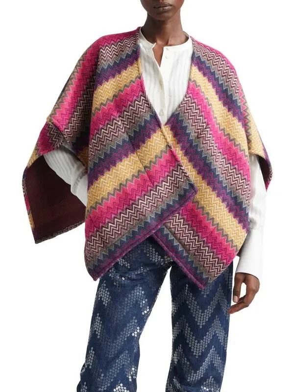 Missoni Zigzag Stripe Cape - 0002 Yellow/red Multi