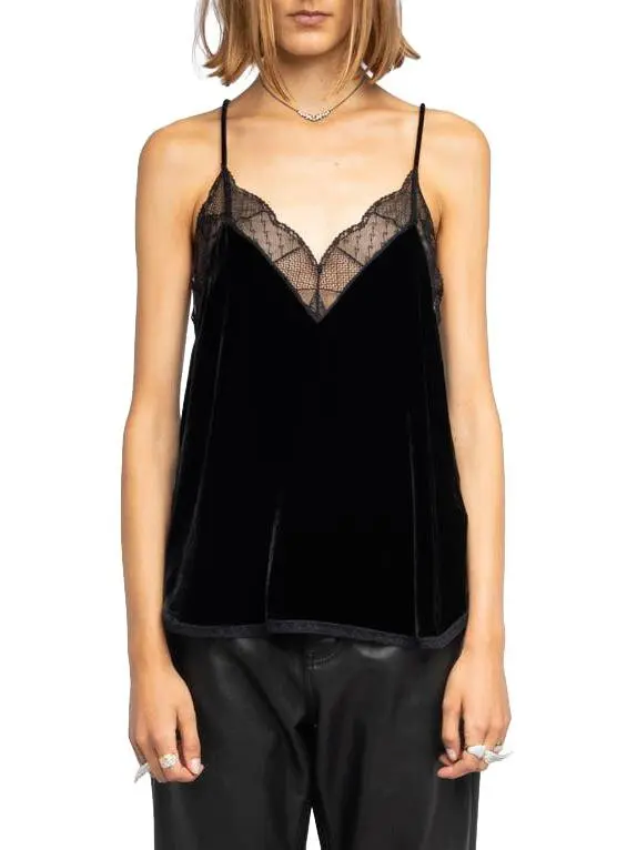 Zadig&Voltaire Christy Lace & Velvet Camisole - Black