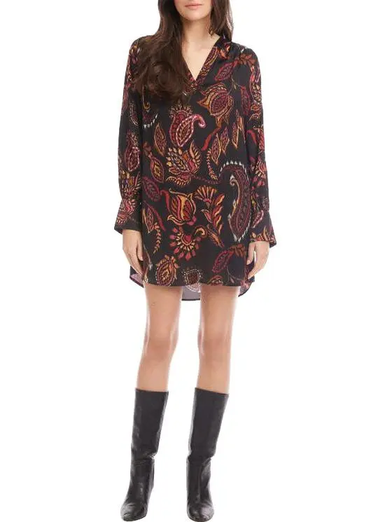 Fifteen Twenty Calista Print Long Sleeve Shift Dress - Paisley