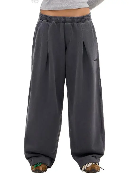 BDG URBAN OUTFITTERS Bobbi Pleated Cotton Pants - Charcoal