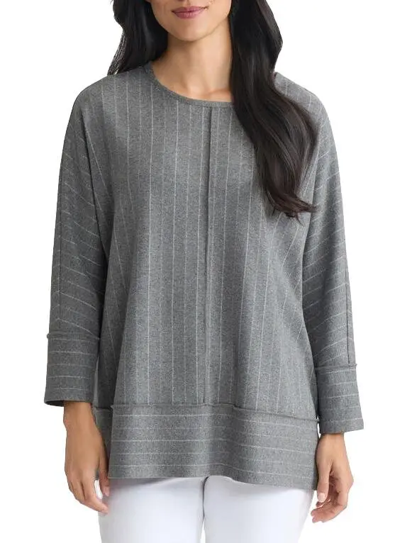 Jones New York Dolman Sleeve Knit Top - Med Heather Grey/jones White