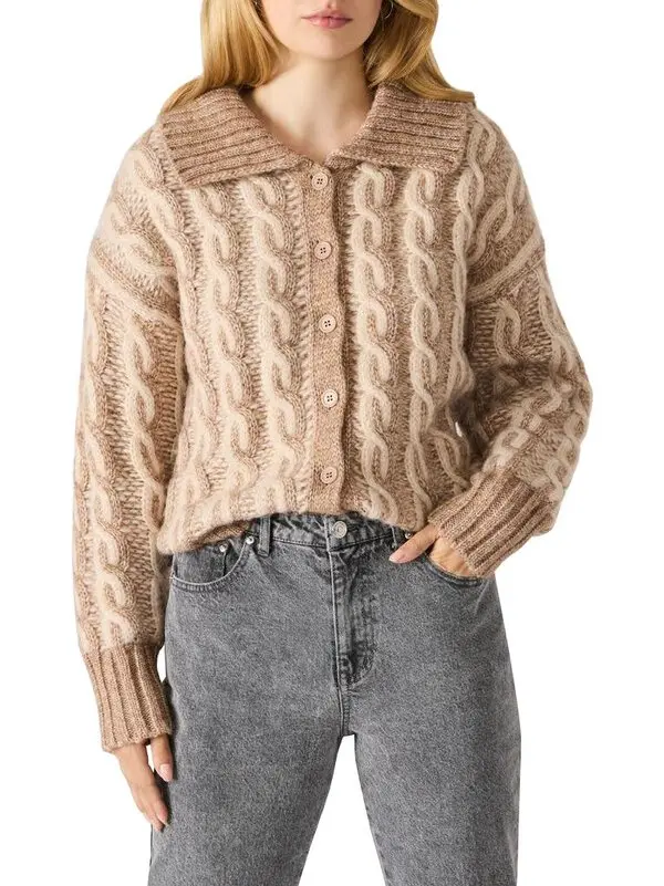 Steve Madden Cable Knit Cardigan - Mocha Mousse
