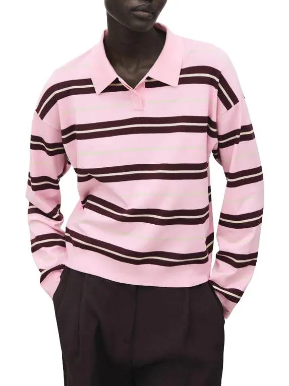 Mango Striped Sweater Polo - Pink