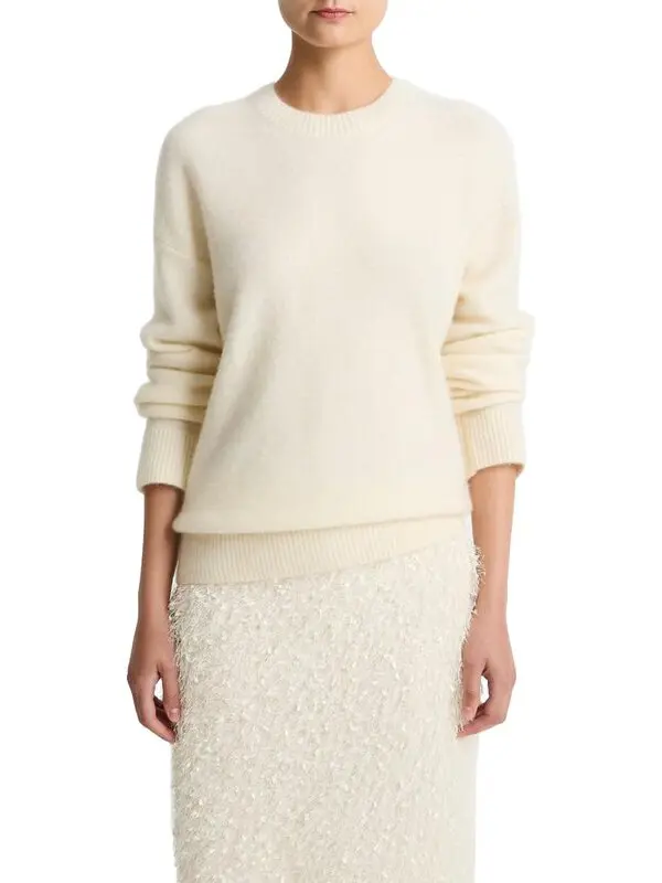 Vince Boiled Cashmere Crewneck Sweater - Off White