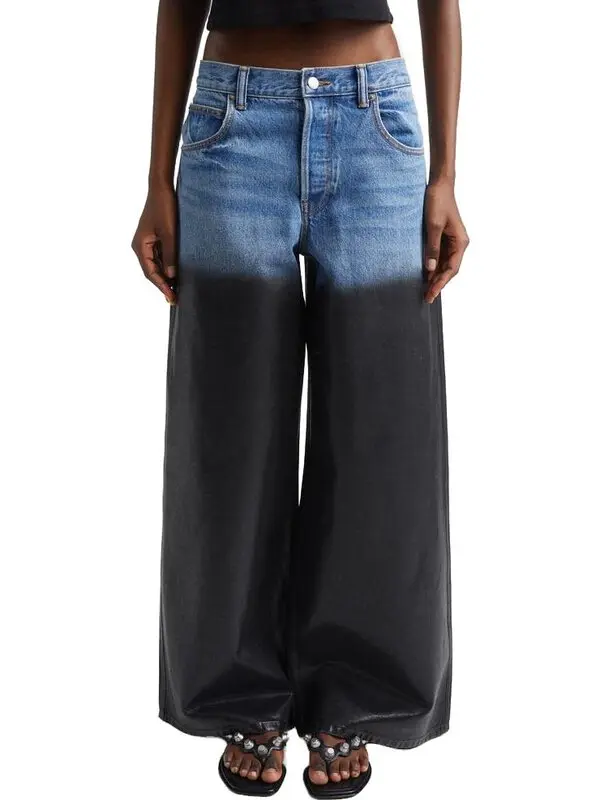 Alexander Wang Surge Low Rise Wide Leg Jeans - Vintage Marbled Blue