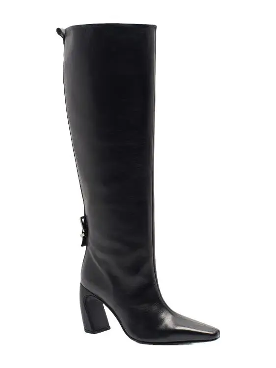 Free People Knee-high Leather Boot - Black Leather