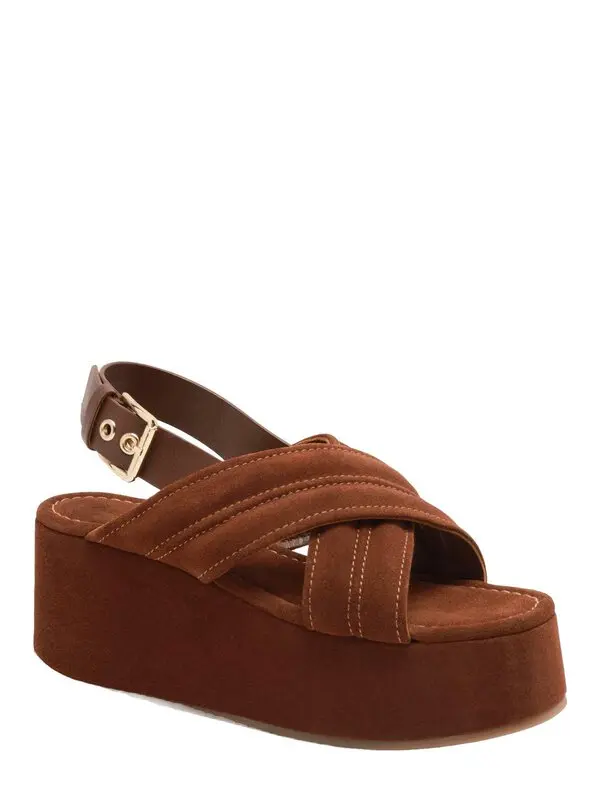 Free People Platform Slingback Sandals - Cathay Spice Suede